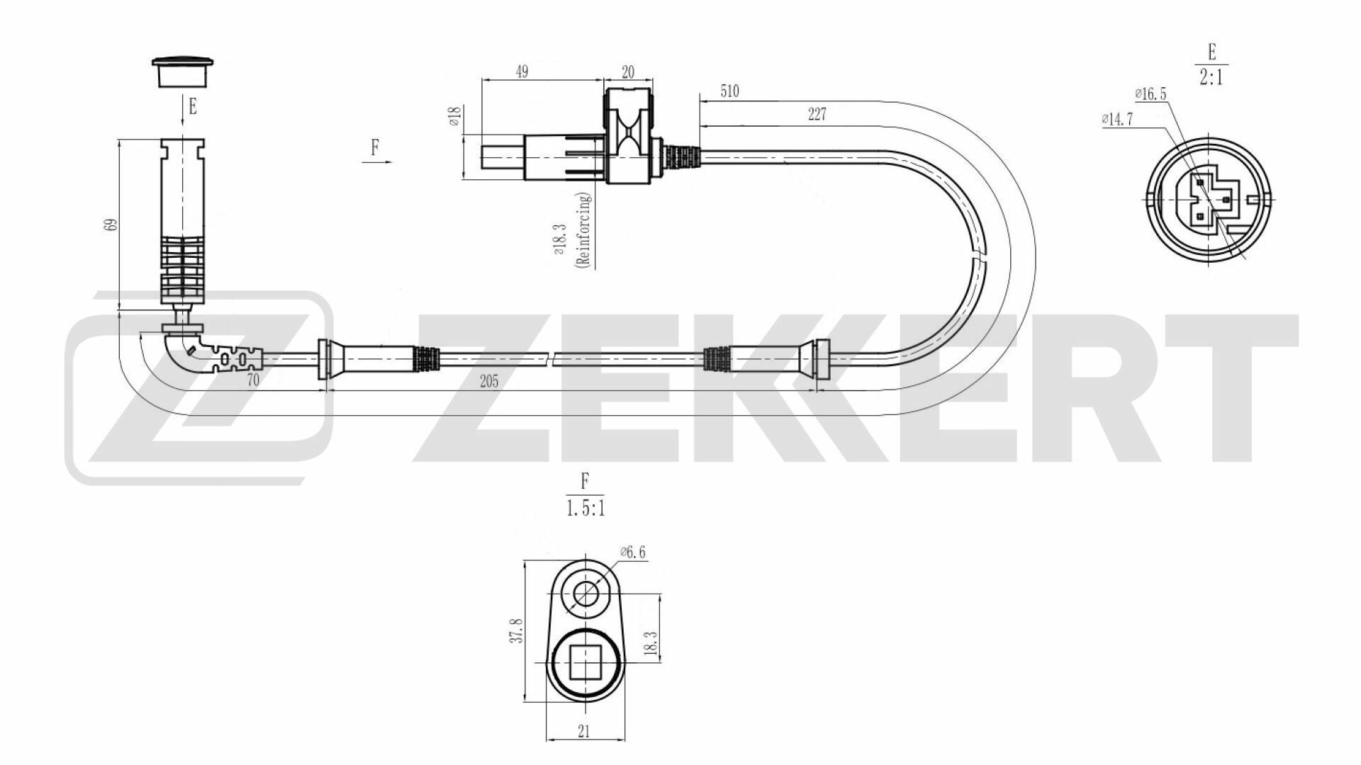Датчик ABS передн. BMW 3 (E46) 97- Zekkert арт. se-6199