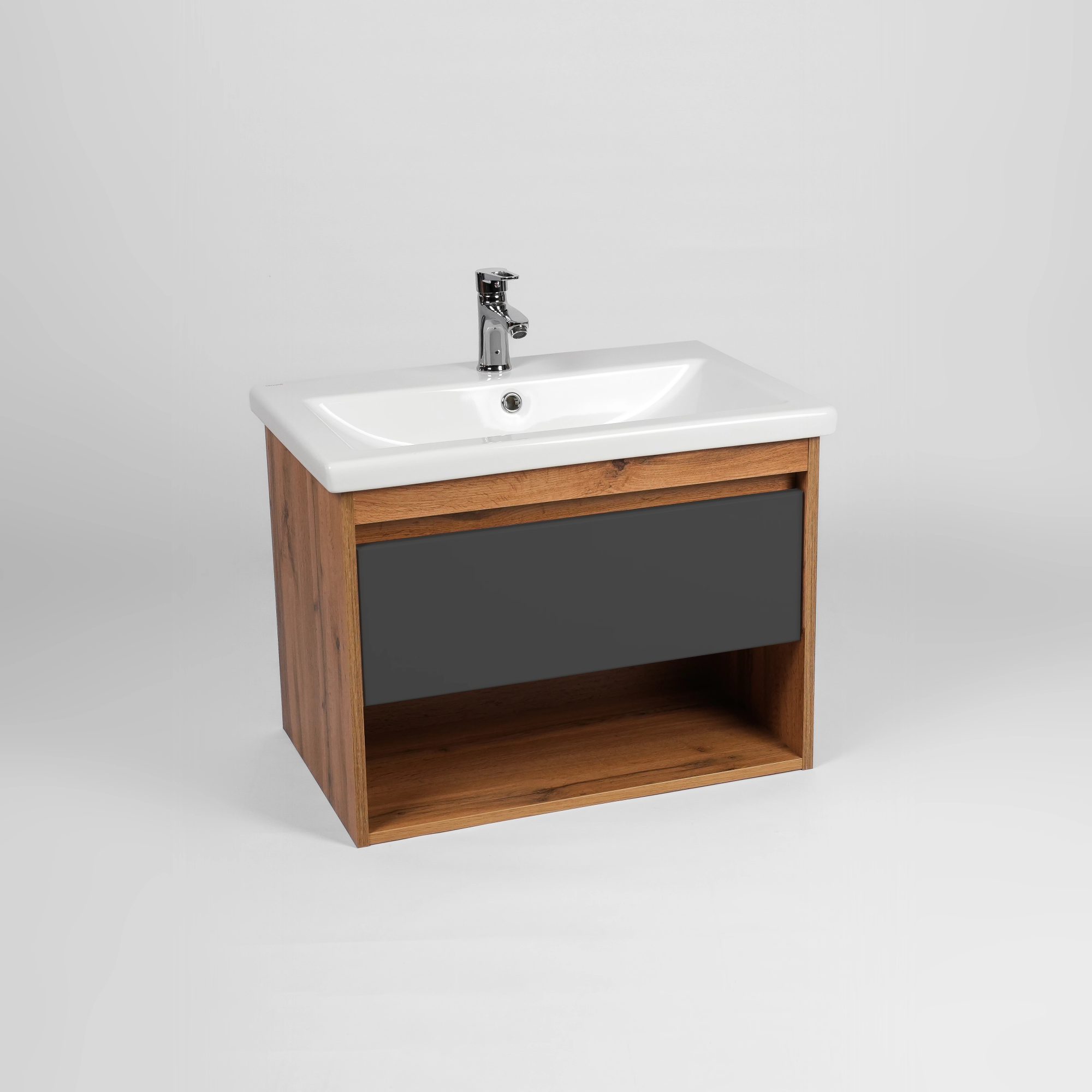 Тумба под раковину VIANT "Бостон" COMO 50 1 ящик подвесная графит vbos50cog-t1yp