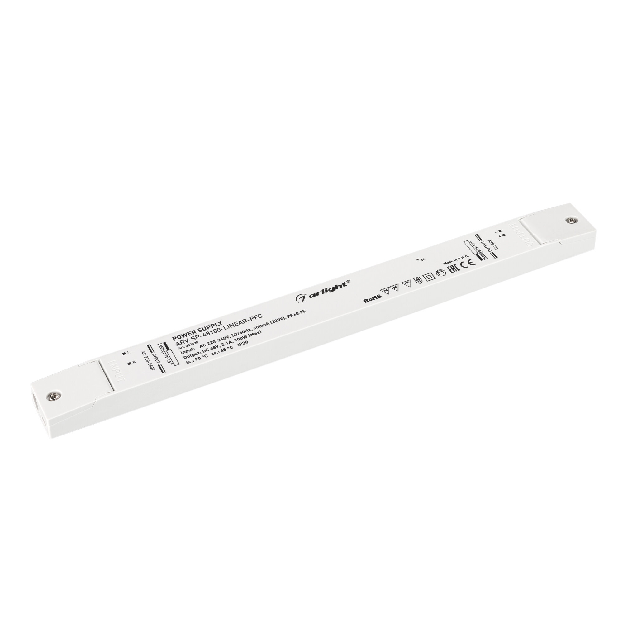 Источник напряжения Arlight Блок питания ARV-SP-48100-LINEAR-PFC (48V, 2.1A, 100W) (ARL, IP20 Пластик, 5 лет)