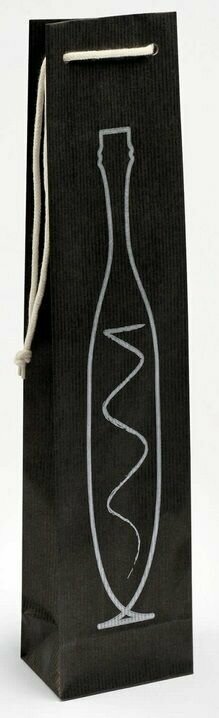 Крафт пакет 95x380х65 под бутылку черный, ые арт.44