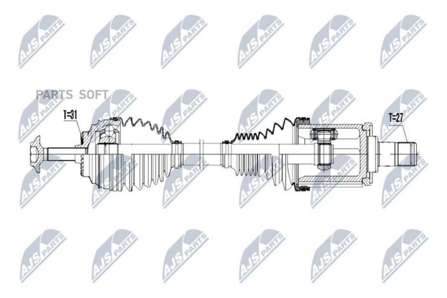 NTY NPW-BM-026 полуось BMW XDRIVE 1 M135I/M140I, 118D/120D 11-, 2 M235I 14-, 3 320D/328I/335I/340I 11-, 4 420I/428I