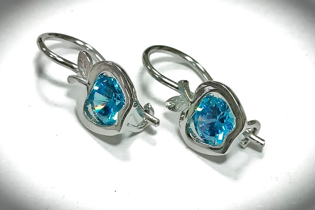Серьги, серебро, 925 проба, родирование, фианит