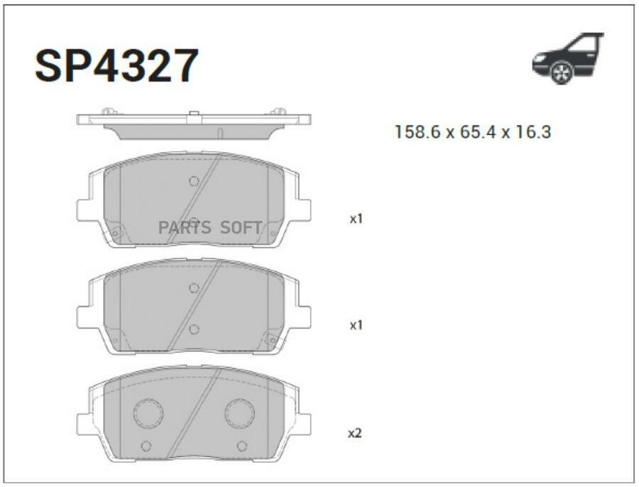 SANGSIN BRAKE SP4327 Колодки тормозные передние Sangsin SP4327