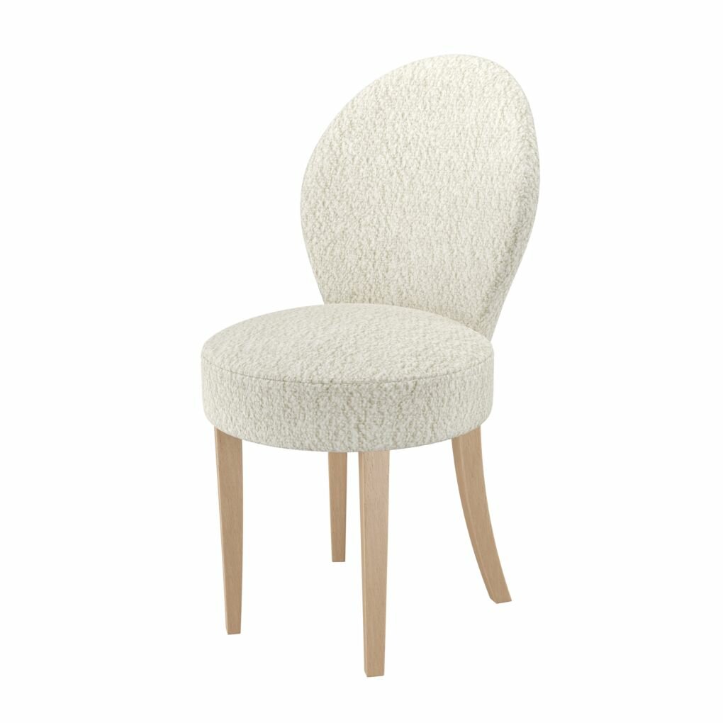 Стул мягкий IXORA, тон натуральное дерево, молочный BUCKLE Cream