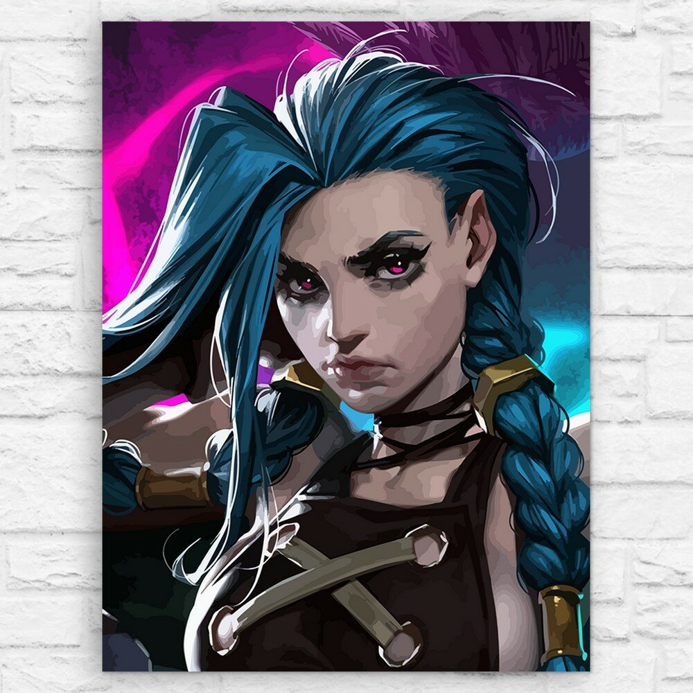 Картина по номерам на холсте игра LOL (League of Legends, Jinx, Джинкс, XBOX, SWITCH, PC, PS) - 13575 В 30x40