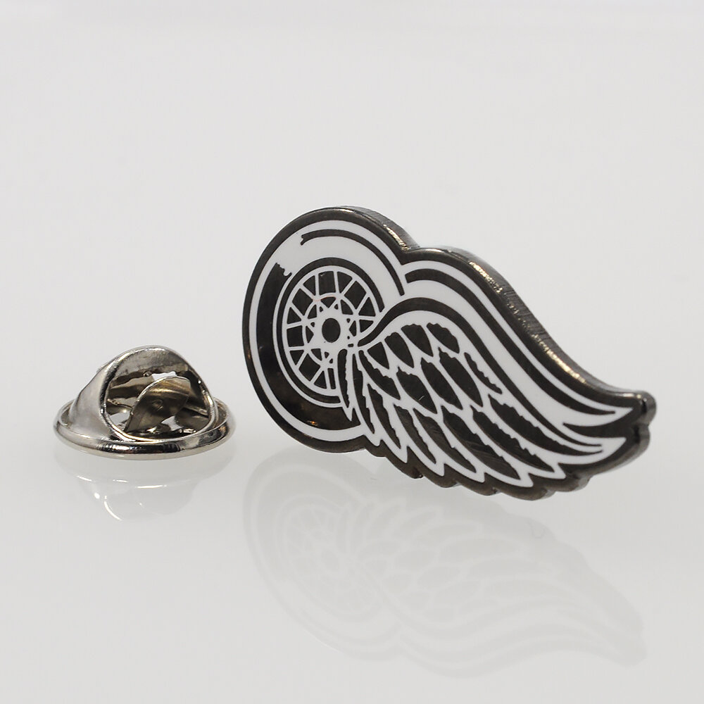 Хоккейный значок Детройт Ред Уингз "Черный"