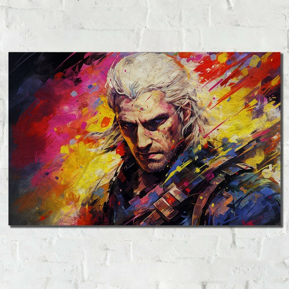 Картина интерьерная на рельефной доске игра Witcher 3 (Ведьмак, Геральт, PS, PC, XBOX, SWITCH) - 13734 Г