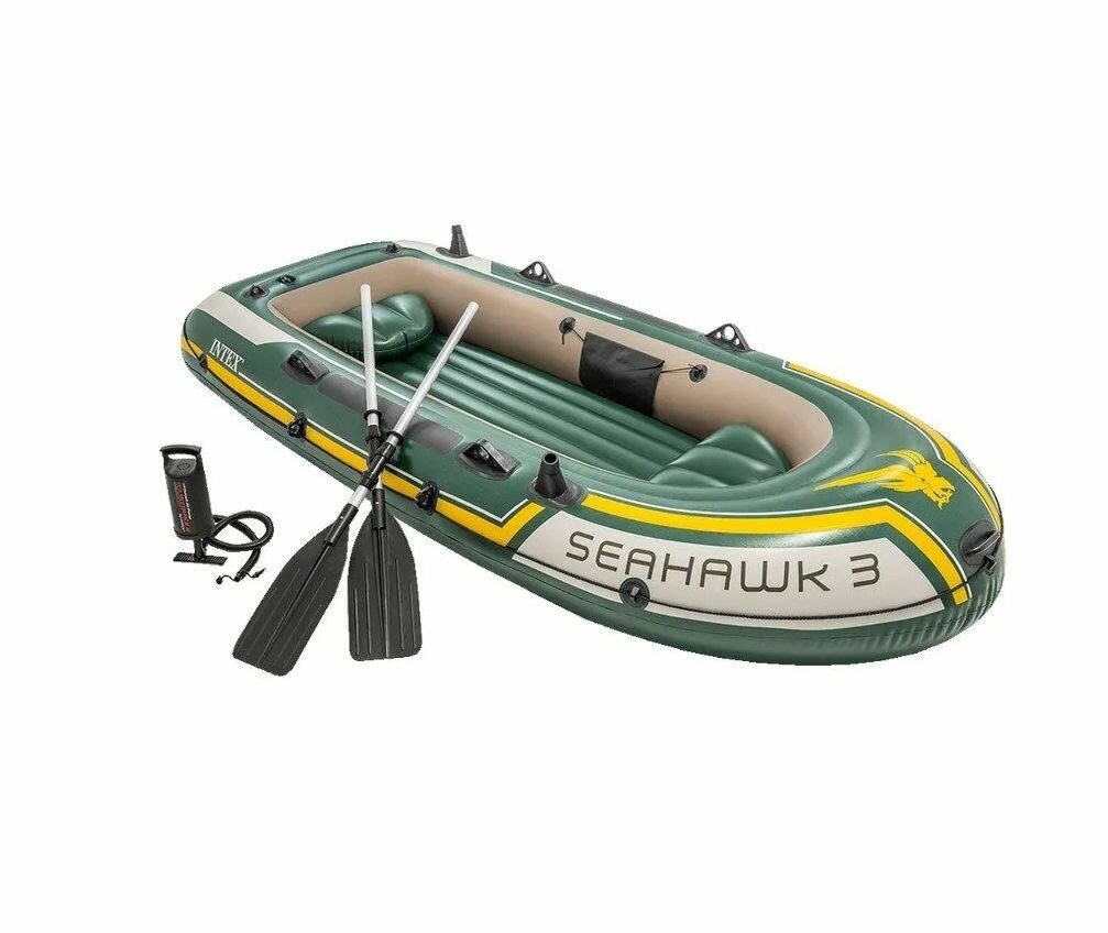 Надувная лодка Intex 68380 "Seahawk 3", 295х137х43см, алюм. вёсла 137см, насос 68614, до 360кг