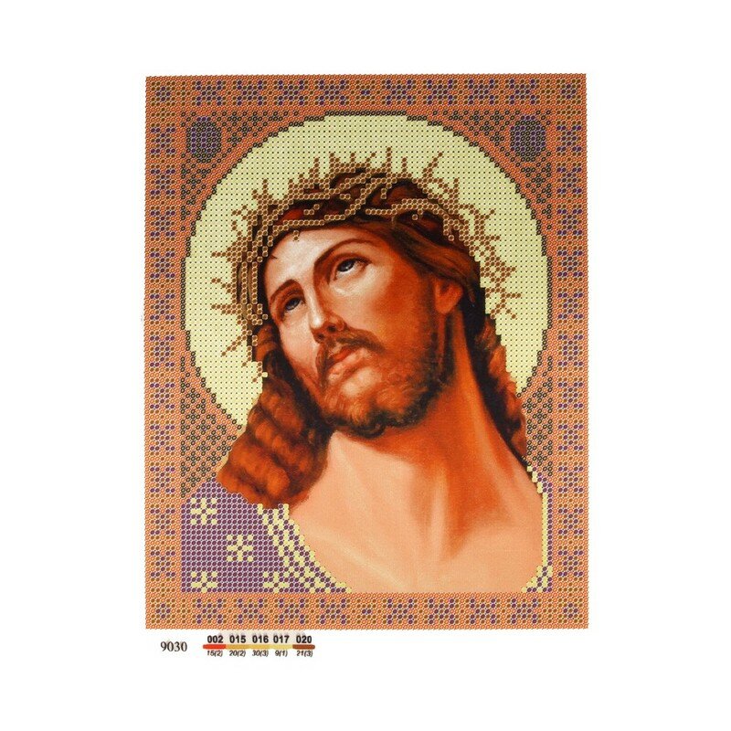 Канва/ткань с рисунком Нова Слобода №1 для вышивания бисером формат А4 19 см х 25 см БИС 9030 "Спас в терновом венце"