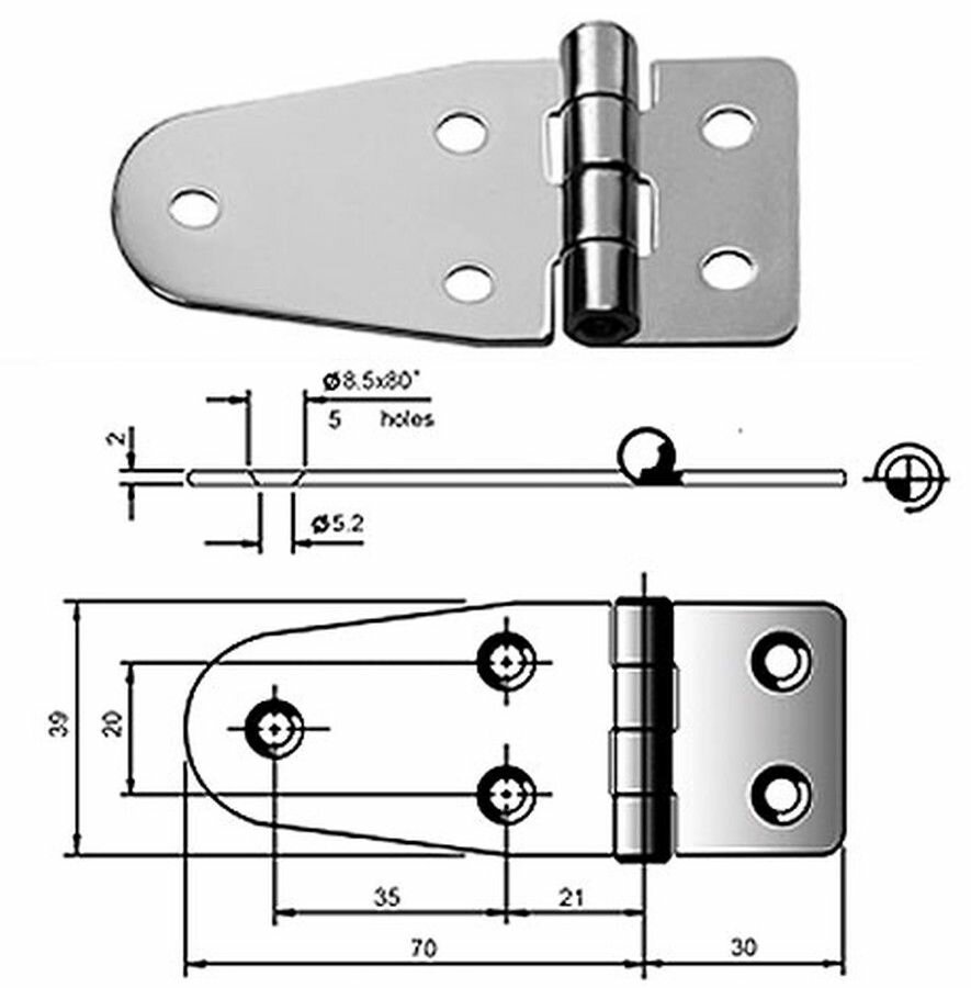 Петля для лодки и автофургонов из нержавеющей стали/морская петля для люка 100х39х2,5