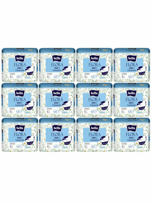 BELLA Прокладки Flora Camomile, с экстрактом ромашки, 10 шт/уп, 12 уп/