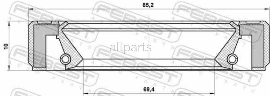 FEBEST 95GBY-71851011R сальник распределительного вала 69.4X85.2X10X11 TOYOTA CROWN/CROWN MAJESTA GS151 JZS15# LS151 UZS15#
