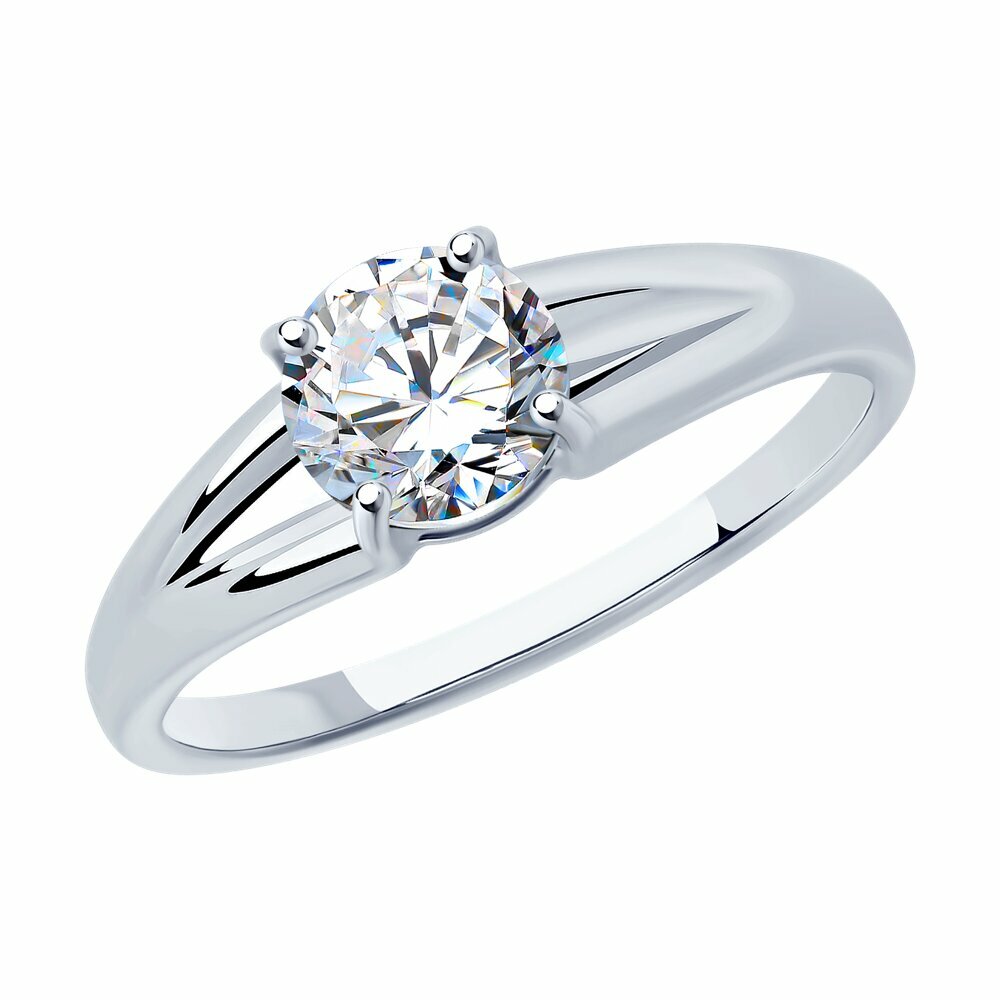 Кольцо, серебро, 925 проба, родирование, фианит