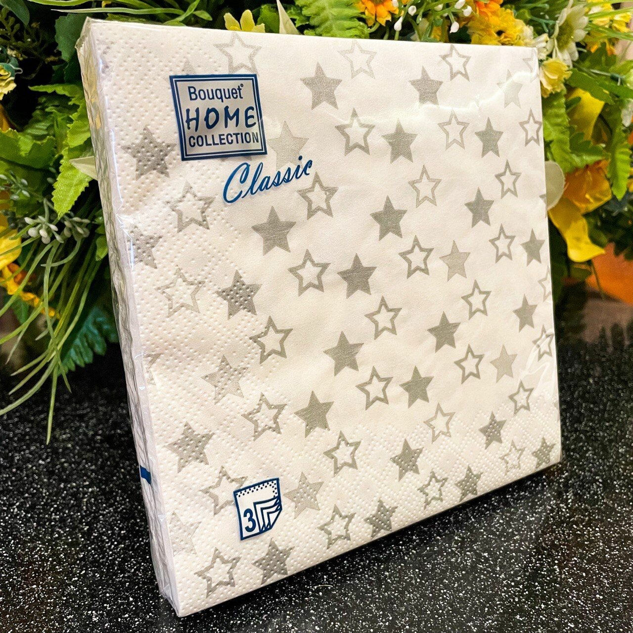 Салфетки Desna "Новогодний звездопад", бумажные, 33x33 см, целлюлоза