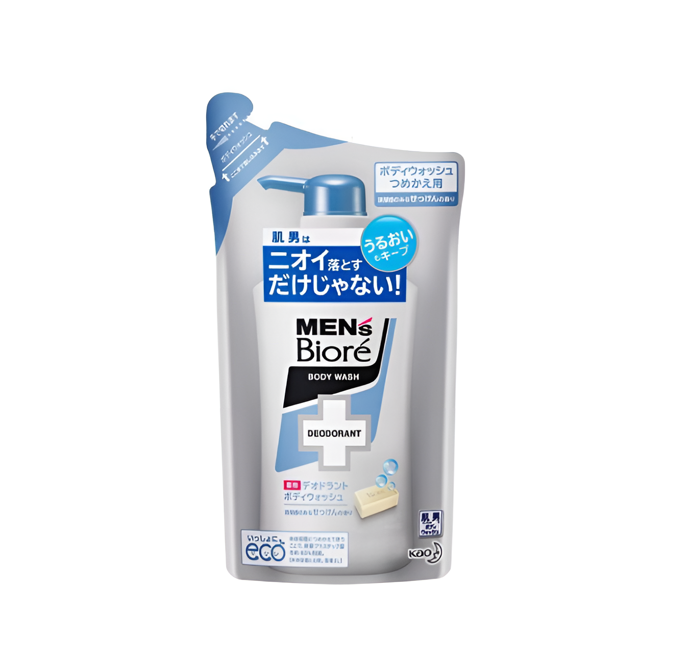 Kao Men's Biore Мыло для тела пенящееся мужское с противовоспалительным и дезодорирующим эффектом с ароматом мыла 380 мл запасной блок