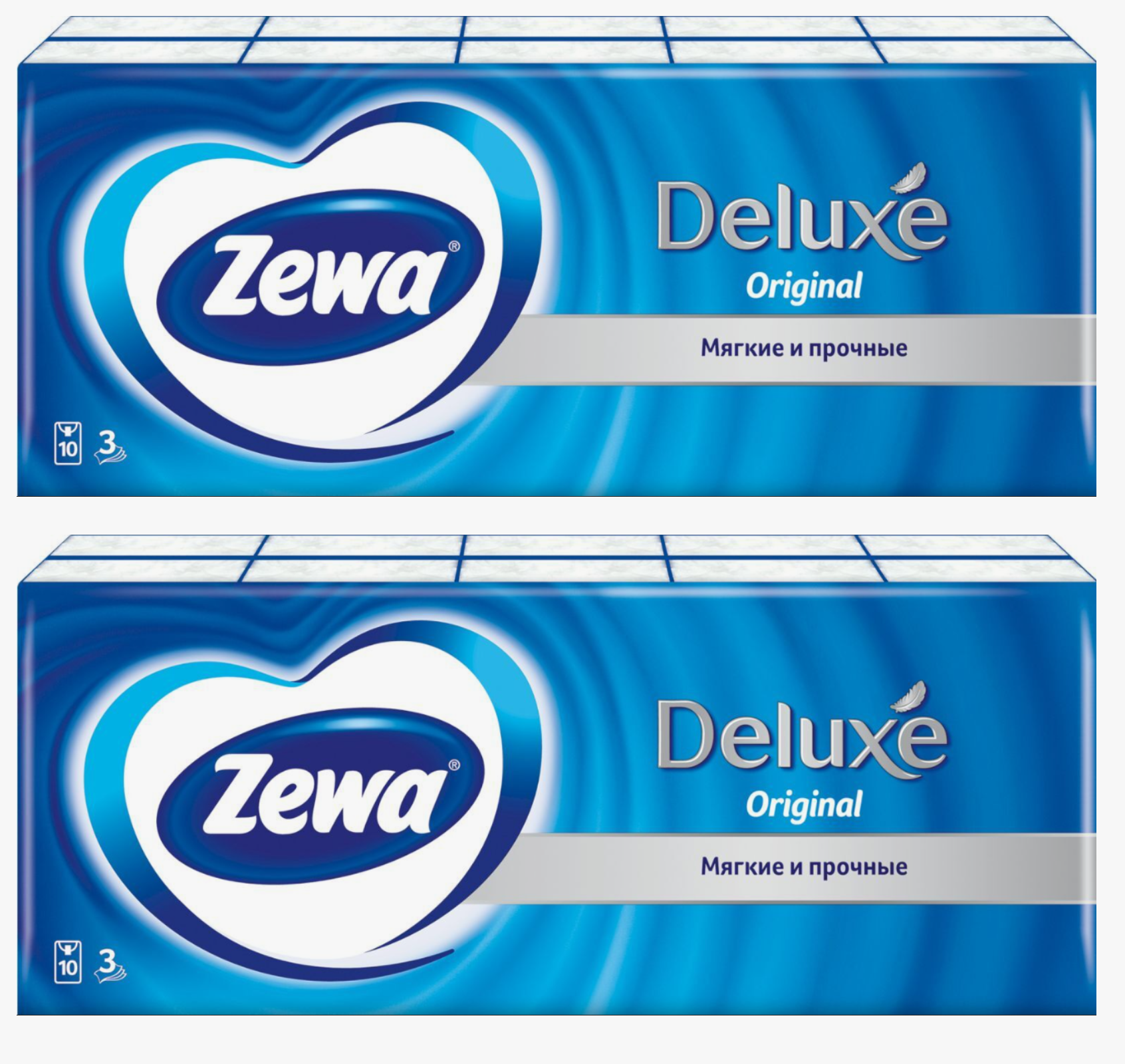 Платочки бумажные носовые Zewa, Deluxe 10 x 10 шт, 2 упаковки