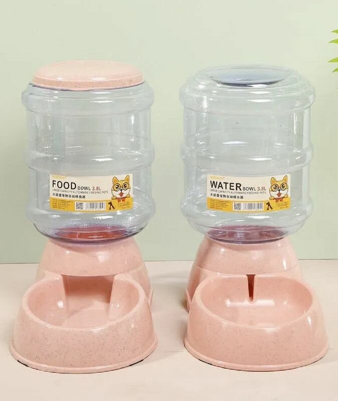 Набор Кормушка и Поилка автоматические 32х17,5х31,5 см цвет розовый