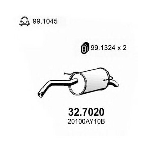 Глушитель выхлопных газов конечный, ASSO 32.7020 (1 шт.)