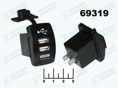 Зарядное устройство 2USB 5V 3.1A с крышкой в панель LED синий