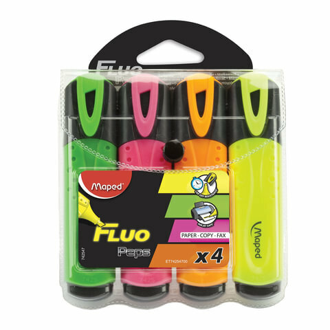 Набор текстовыделителей MAPED (Франция) 4 шт, Ассорти, "Fluo Pep's Classic", линия 1-5 мм, 742547