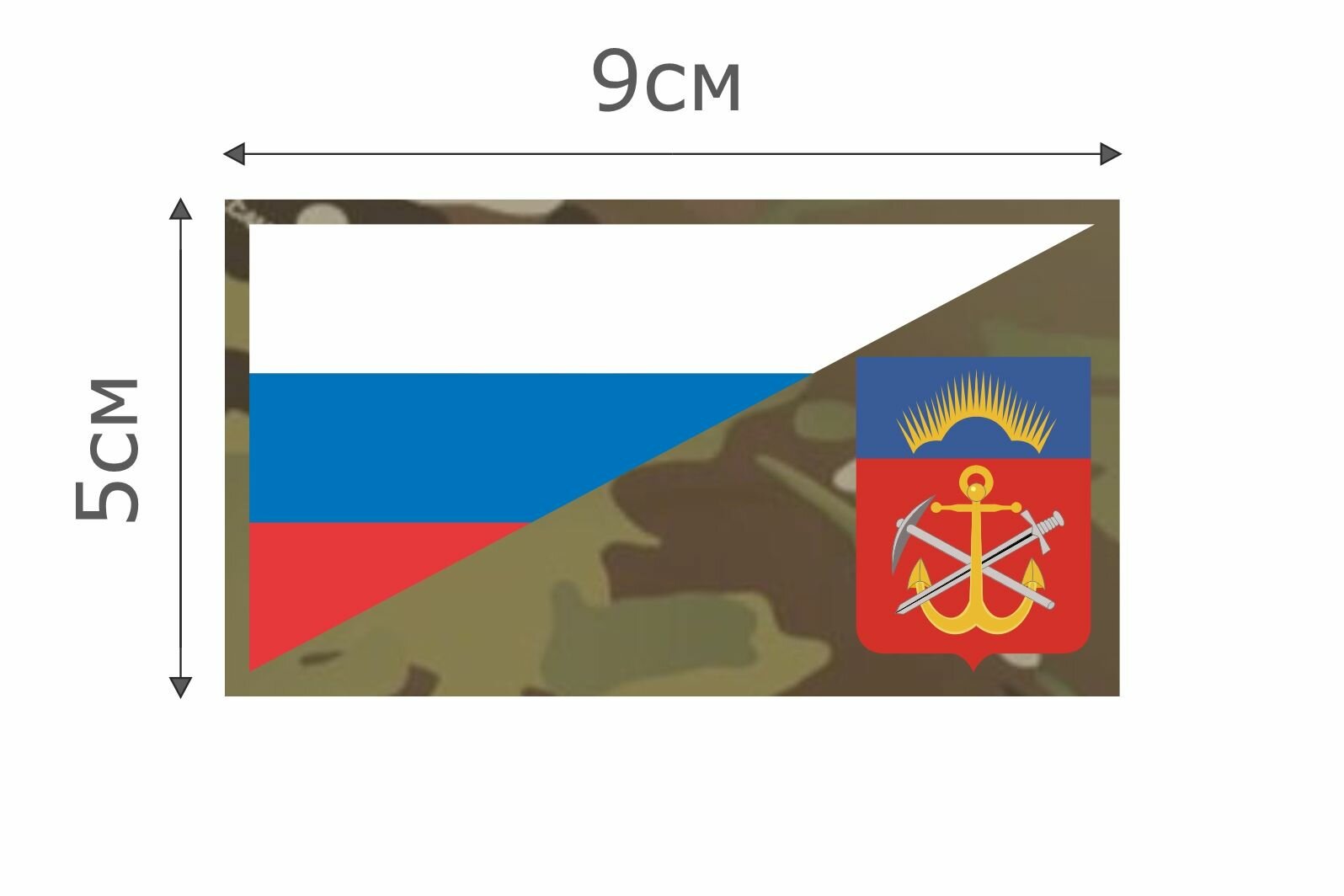 Ф051MC Нашивка , патч (шеврон) MC Флаг РФ Мурманская область 5*9 см