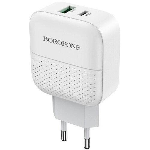 Адаптер питания USB-C/A 3.0А 2 порта Borofone BA46A Premium White зарядка PD18W + QC3 - б/п белый