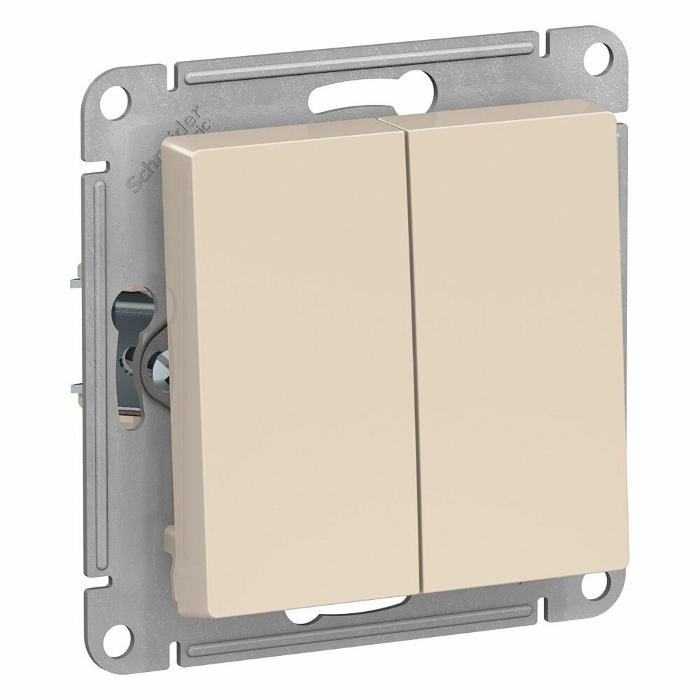 Systeme Electric AtlasDesign Бежевый Выключатель 2-клавишный с самовозвратом, сх.5, 10АХ, механизм, ATN000217