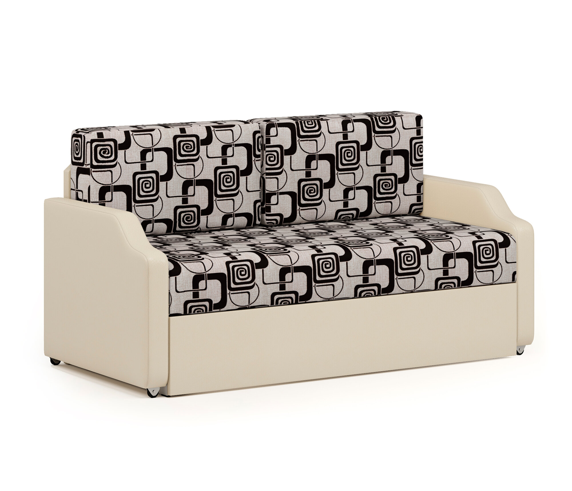 Диван Малыш раскладной механизм 148х69х66 см шенилл ромб+экокожа бежевый