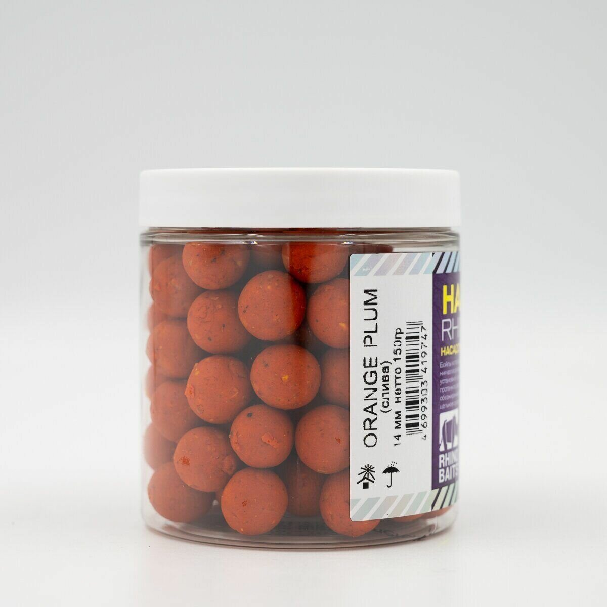 RHINO BAITS Бойлы насадочные Orange Plum (слива), 14 мм, банка 150 гр