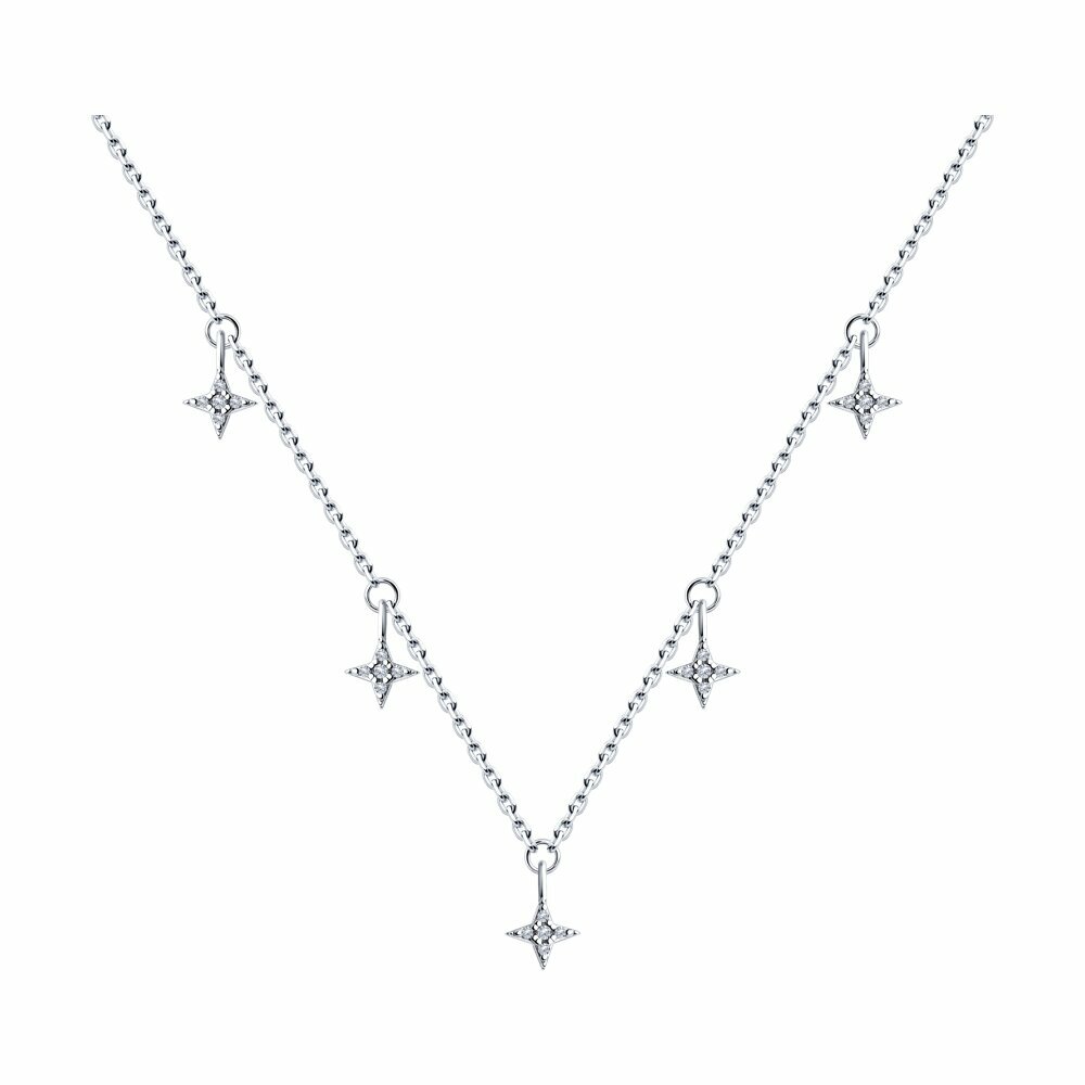 Колье, серебро, 925 проба, родирование, фианит