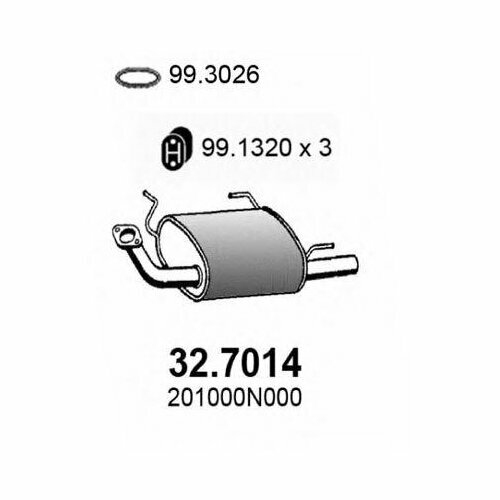 Глушитель выхлопных газов конечный, ASSO 32.7014 (1 шт.)