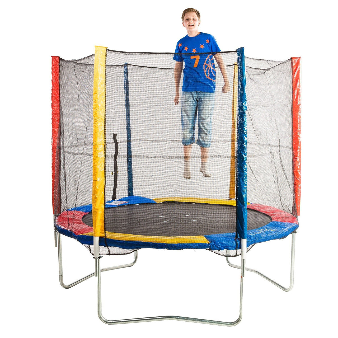 Детский батут с защитной сеткой Sundays Acrobat-D252 8ft, каркасный, разноцветный