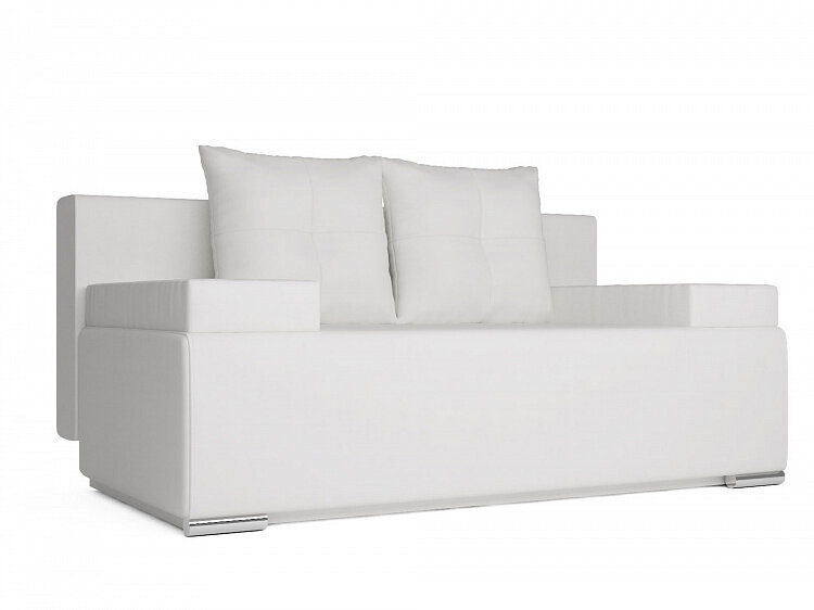 Прямой диван Фуншал белый, еврокнижка, 198х95х90 см, с ящиком для белья