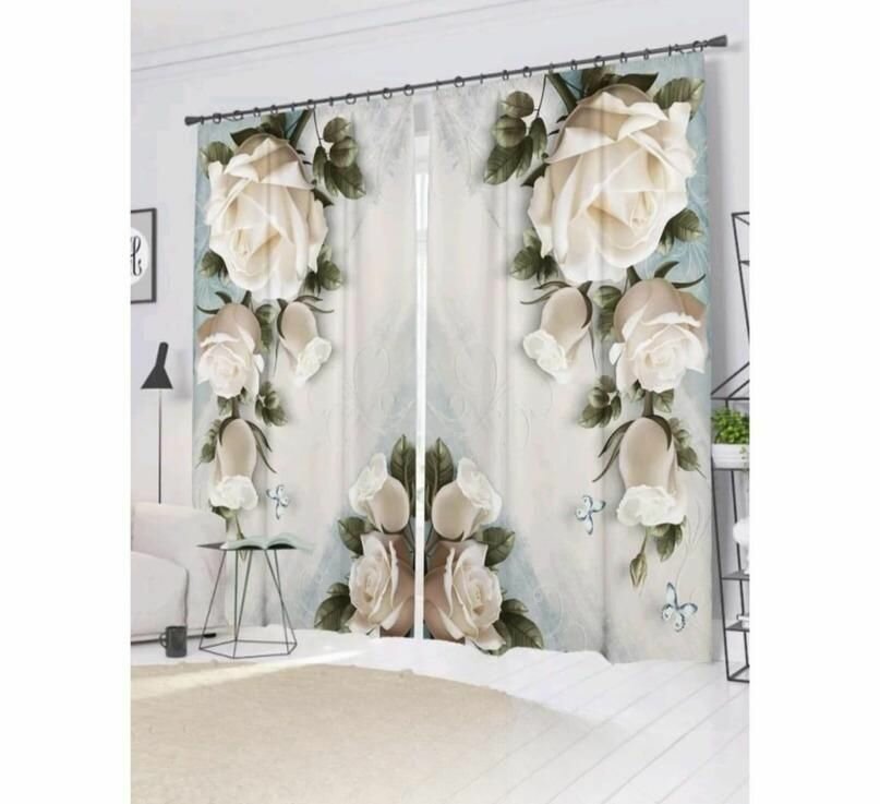 Шторы фото 3D, 300x260 см, габардин, крепление на ленте, плотность ткани 150 г/м