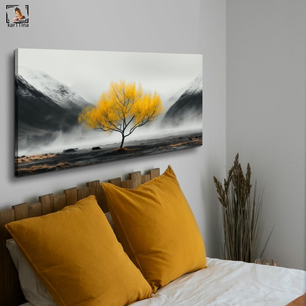 "Арафед дерево на фоне скал" 40х80 1 шт.