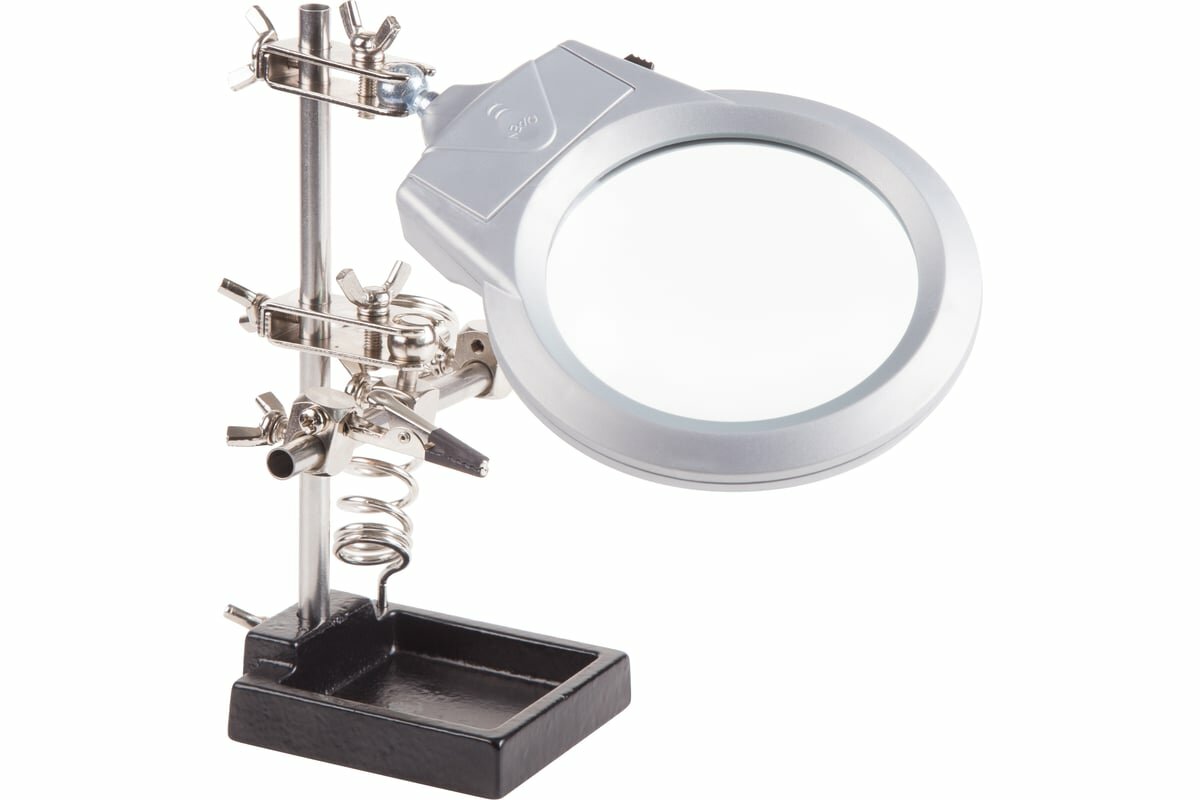 REXANT 12-0253 CT-293 держатель третья рука с лупой 2.5x и подставкой под паяльник