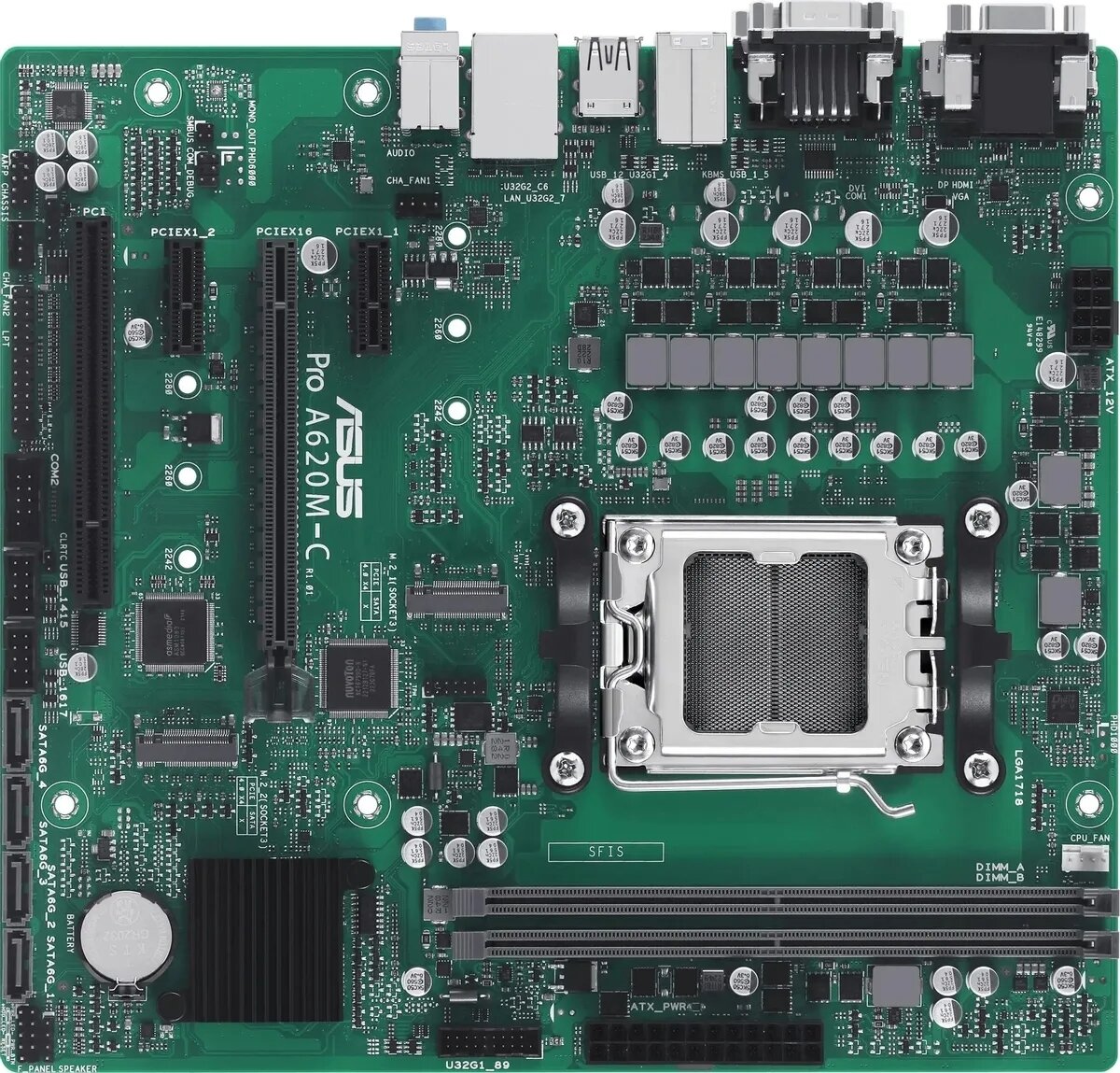 Материнская плата ASUS PRO A620M-C-CSM 90MB1F80-M0EAYC, поддержка DDR5, microATX, AM5