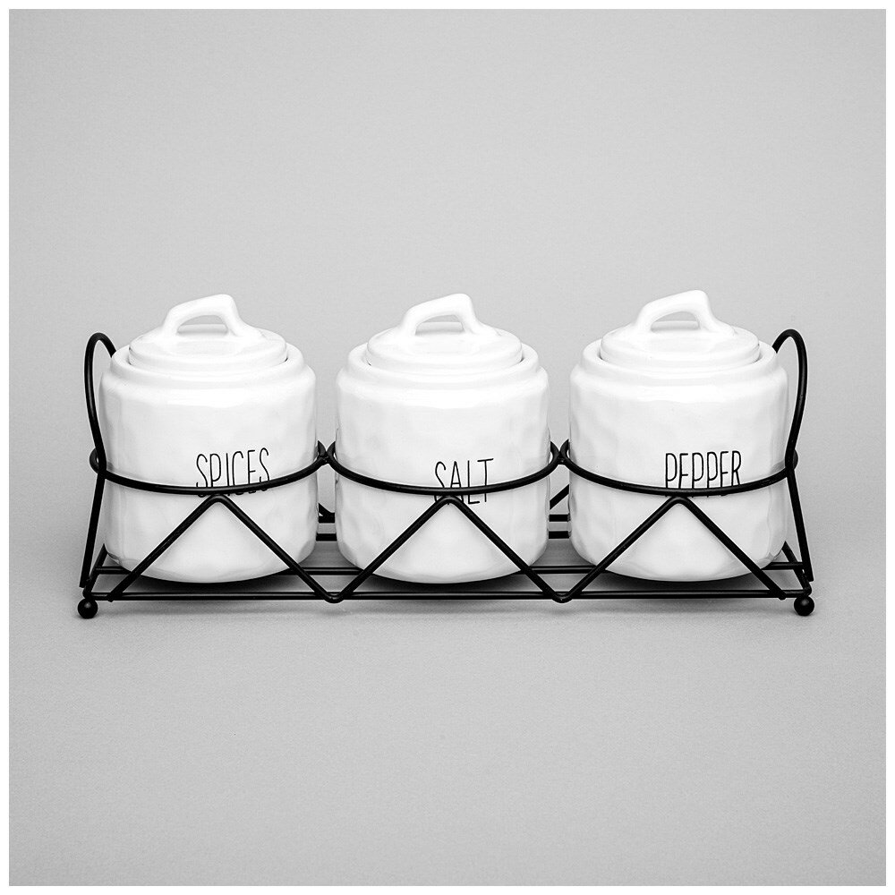 Набор банок для сыпучих продуктов коллекция "Kitchen" на подставке 3 шт 9*11 см