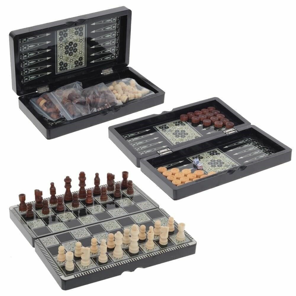 Игра настольная 3 в 1 (шахматы, шашки, нарды), L30 W15 H5 см