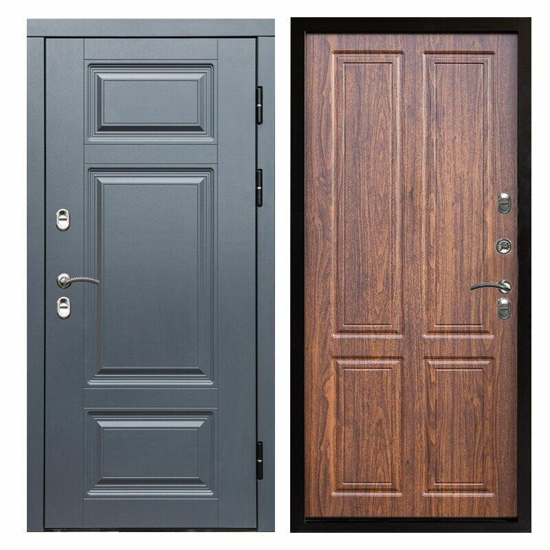 Дверь входная металлическая с терморазрывом Сибирь термо премиум Орех стандарт Paputin's Doors 960 х 2050 мм Правая