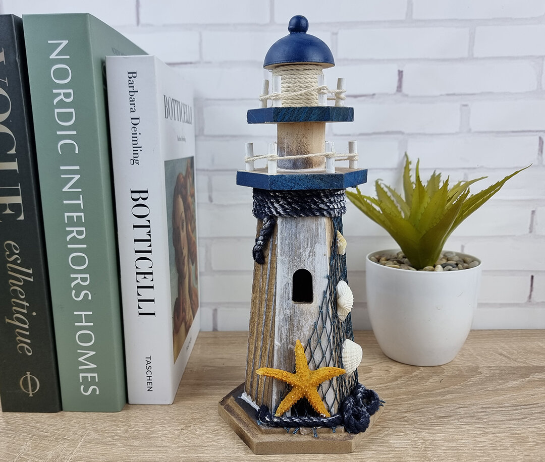 Декоративный Маяк 27x11x11см, Дерево, ручная работа Star