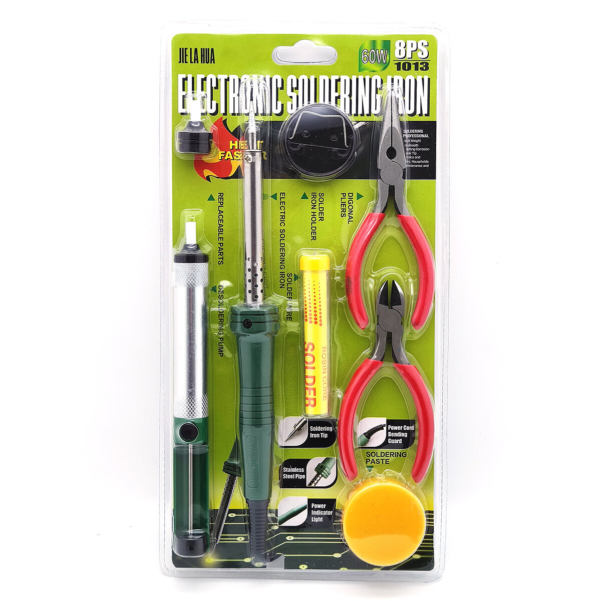 Набор для паяльных работ JIE LA HUA BL-1013, паяльник 60 Вт, 8 предметов