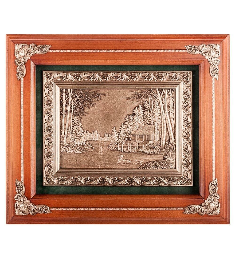 Панно Охота 33х29 A2026561 разностор, Медь, дерево, бархат