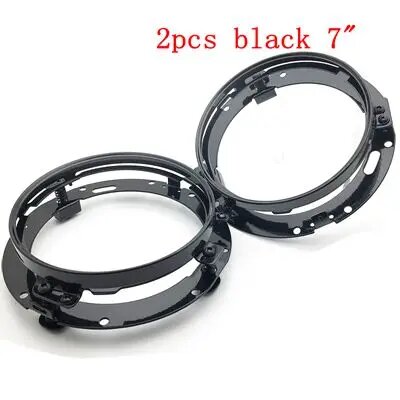 Круглая светодиодная фара 7 дюймов, Монтажное кольцо для автомобиля Jeep Wrangler Черный, 2pcs black