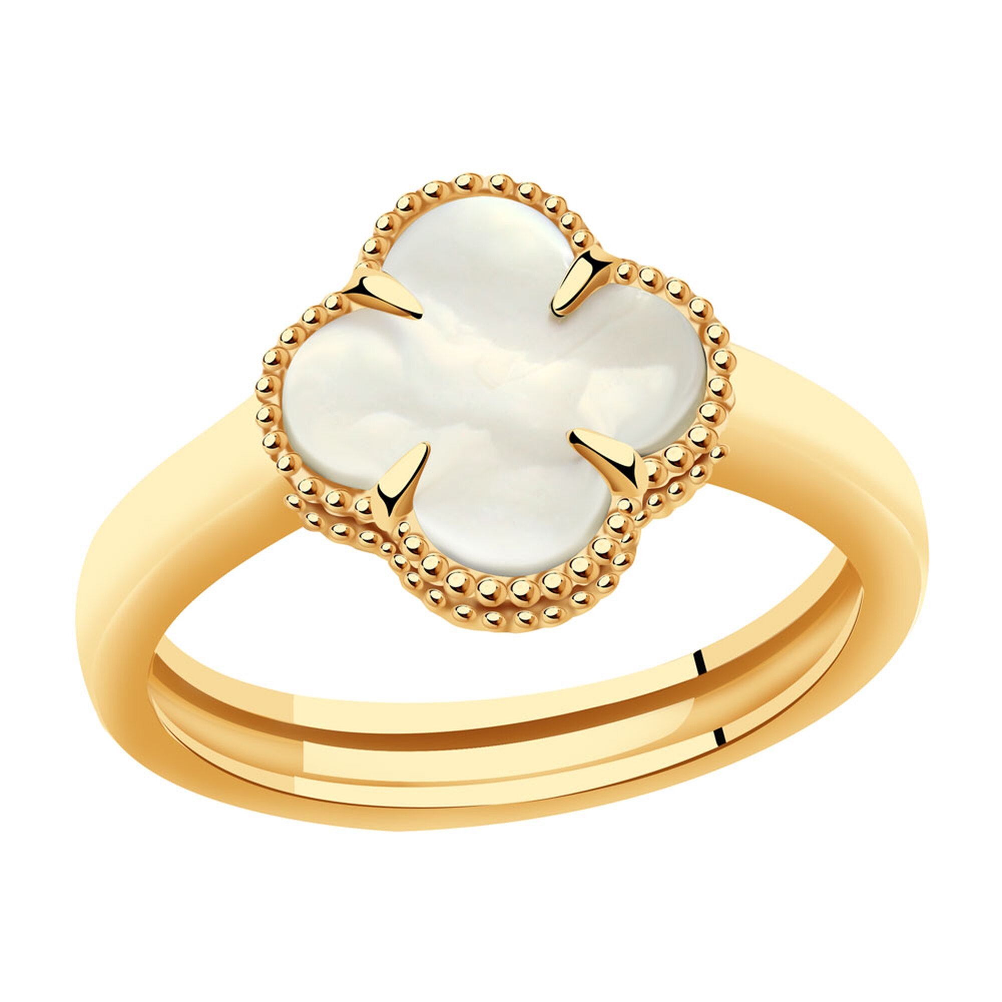 Кольцо, красное золото, 585 проба, перламутр