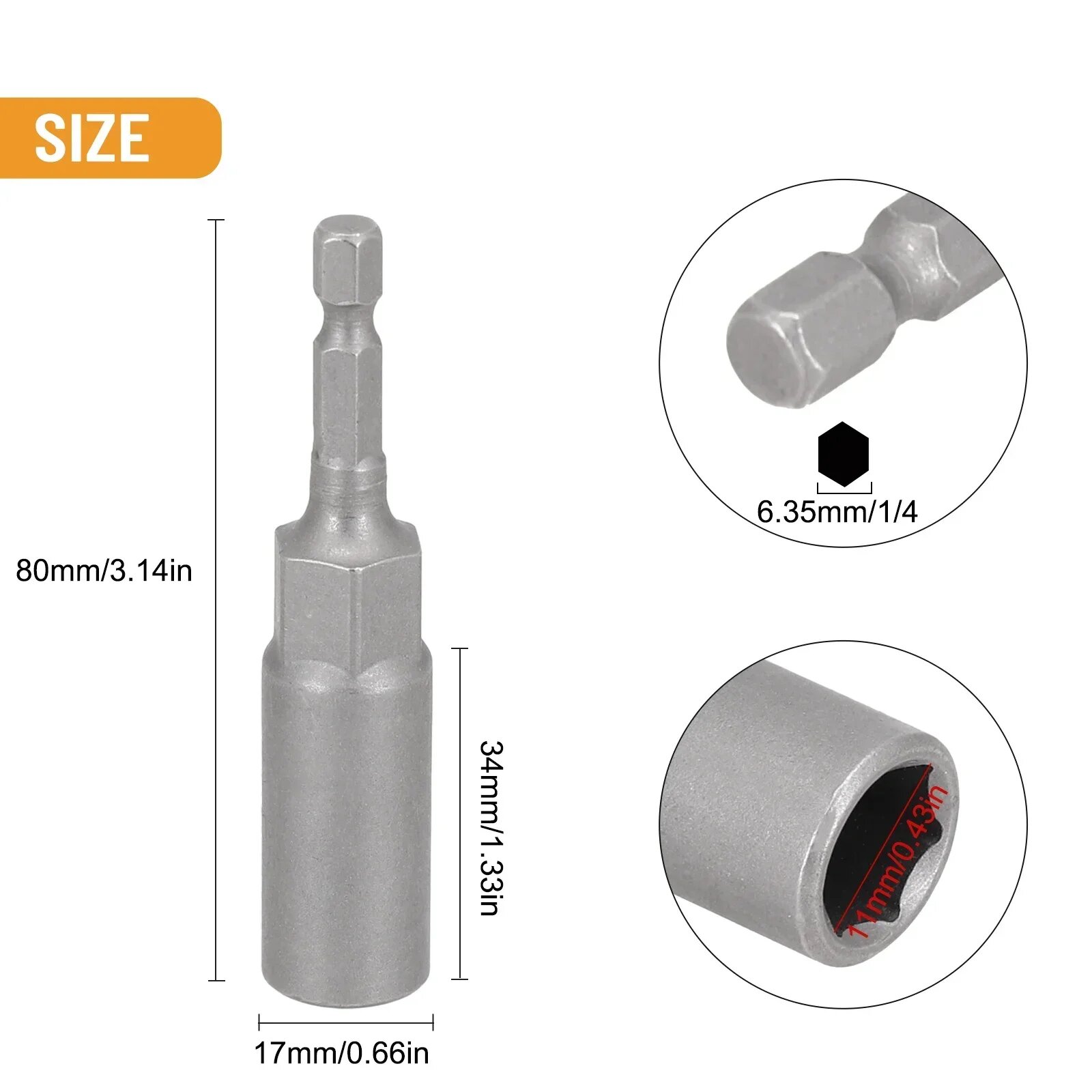 Торцевая головка VIBRATITE 1/4", 5.5-19 мм 150mm, 11mm