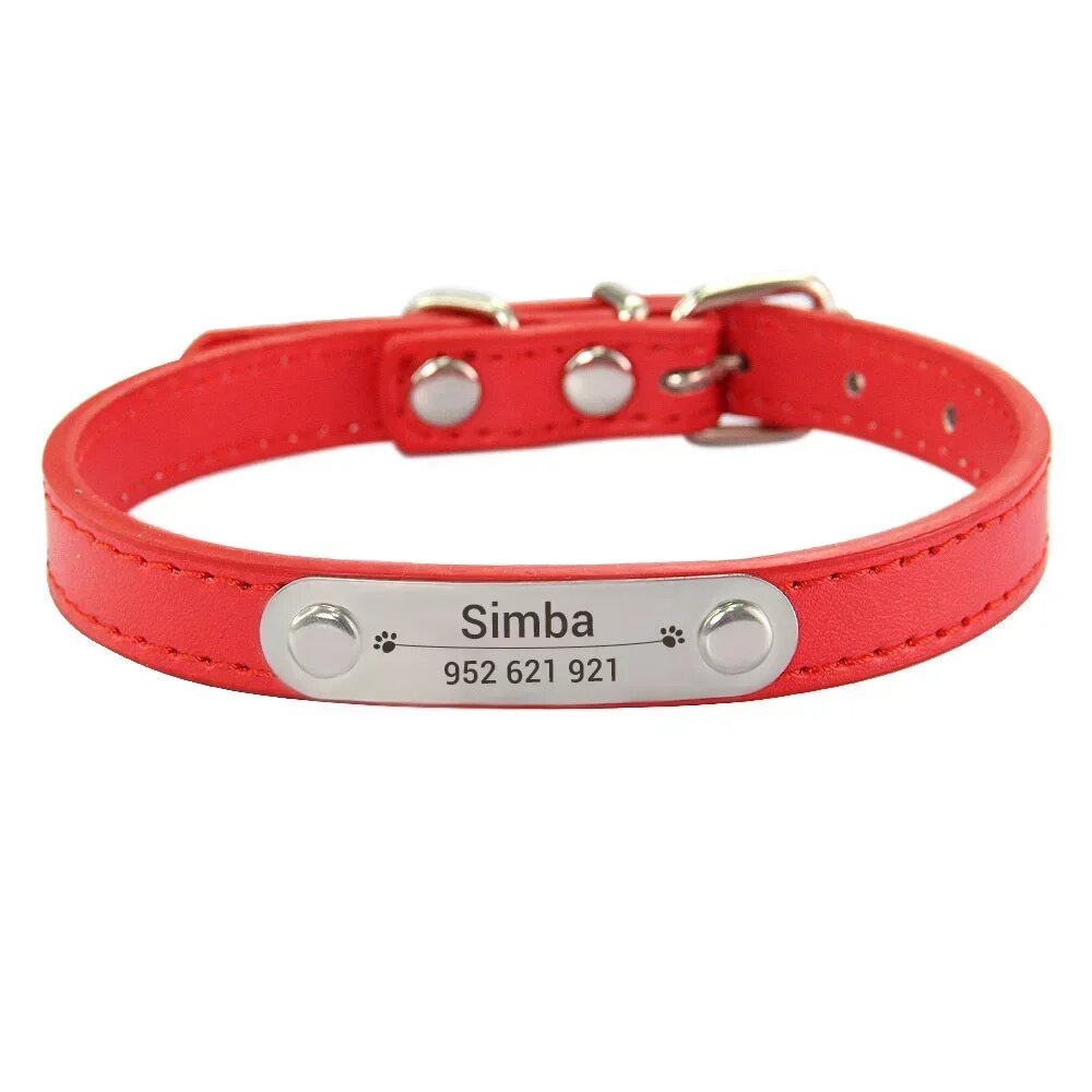 Персонализированный ошейник для собак Simba, красный, XXS (17-22cm)