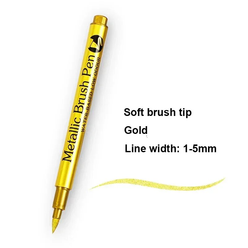 Металлические маркеры, золотые/серебряные, для рукоделия 1Pcs Brush Gold