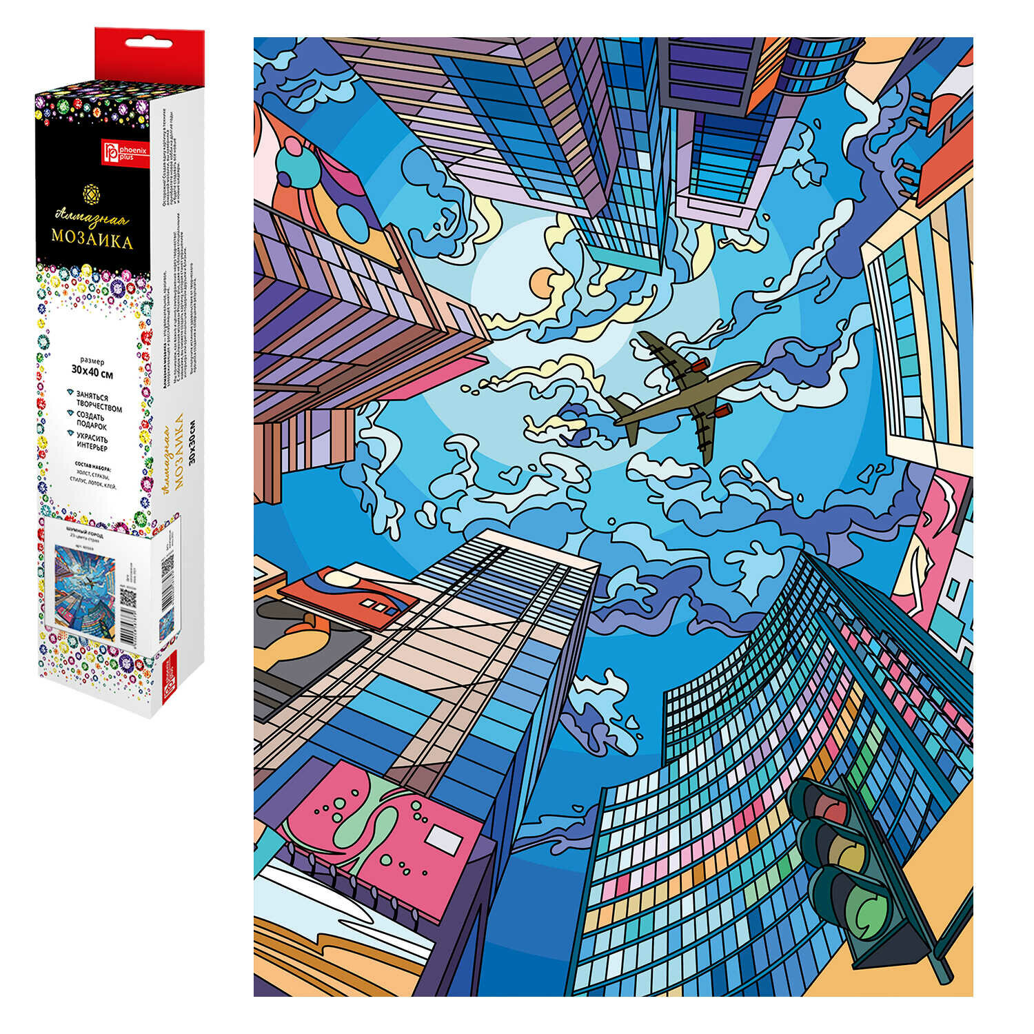 Мозаика алмазная 30х40см Шумный город феникс+