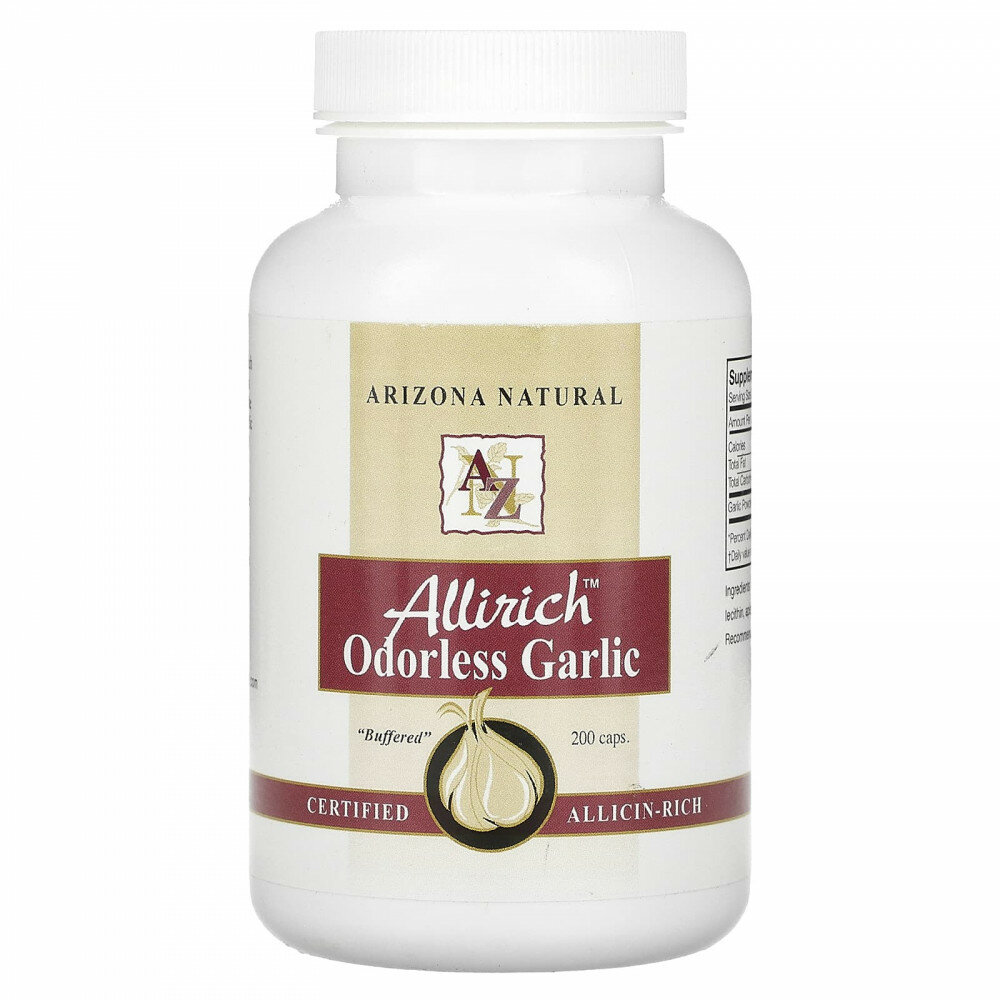 Arizona Natural, Allirich™, чеснок без запаха, 200 капсул (170 мг в 1 капсуле)